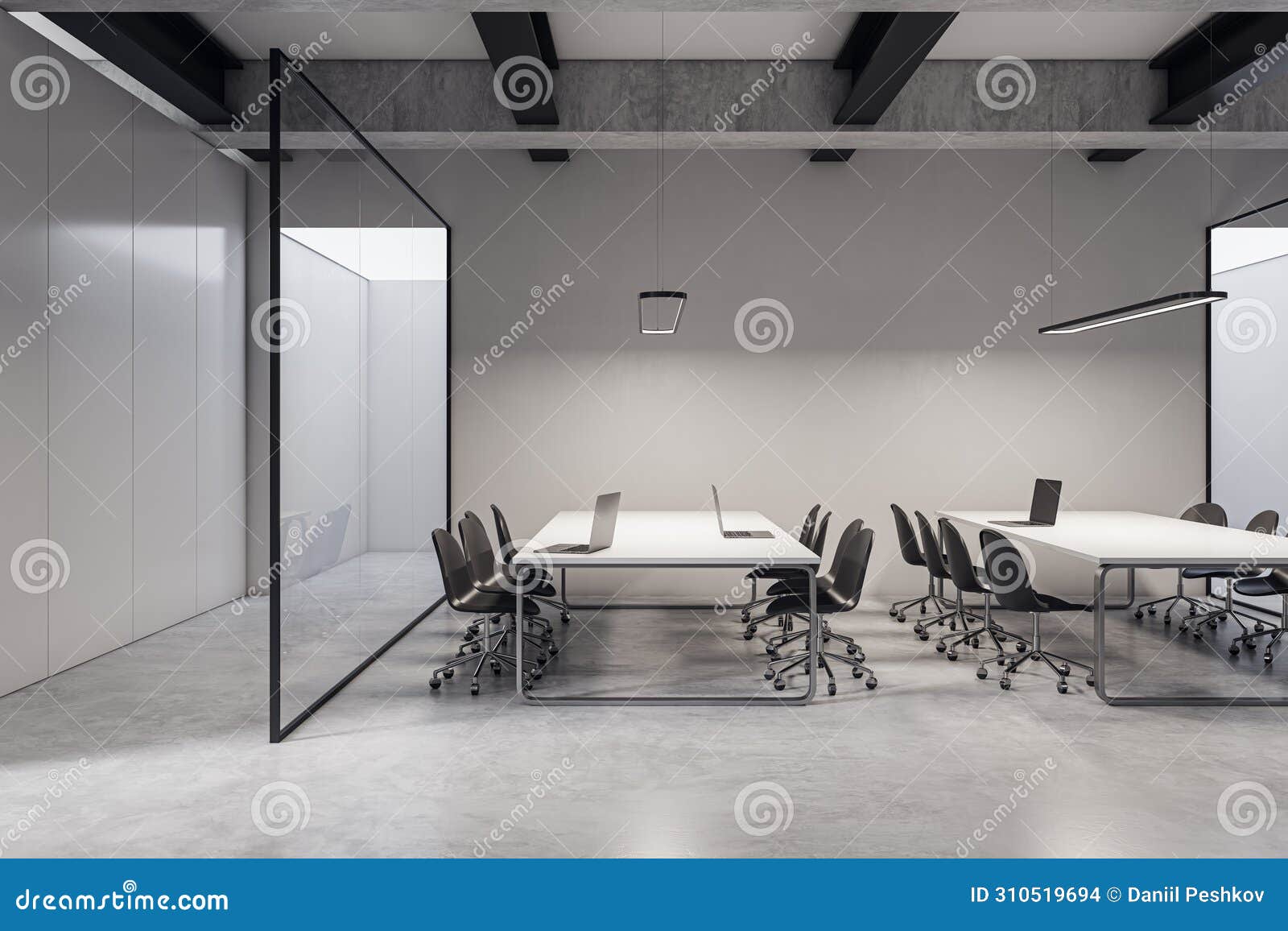 Modern Gray Meeting Room Office Interior. Stock Illustration ...