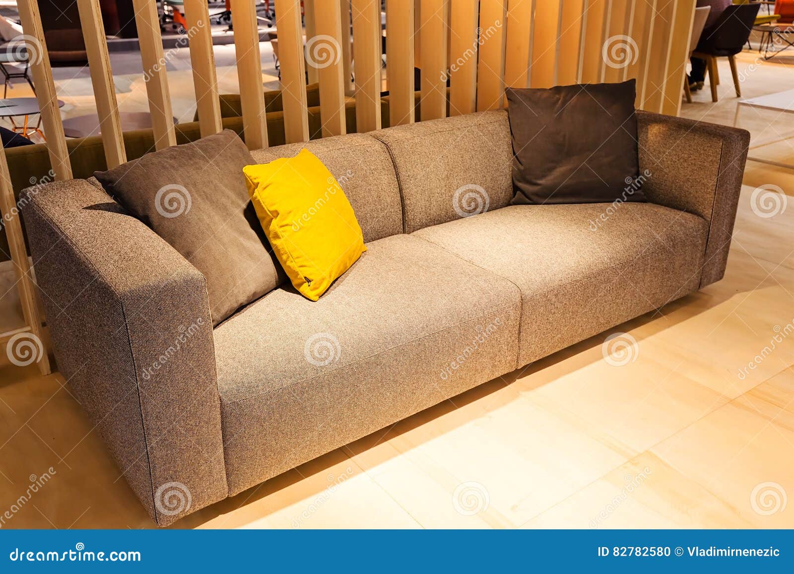 Modern gray sofa stock photo. Image of minimalism, design - 82782580
