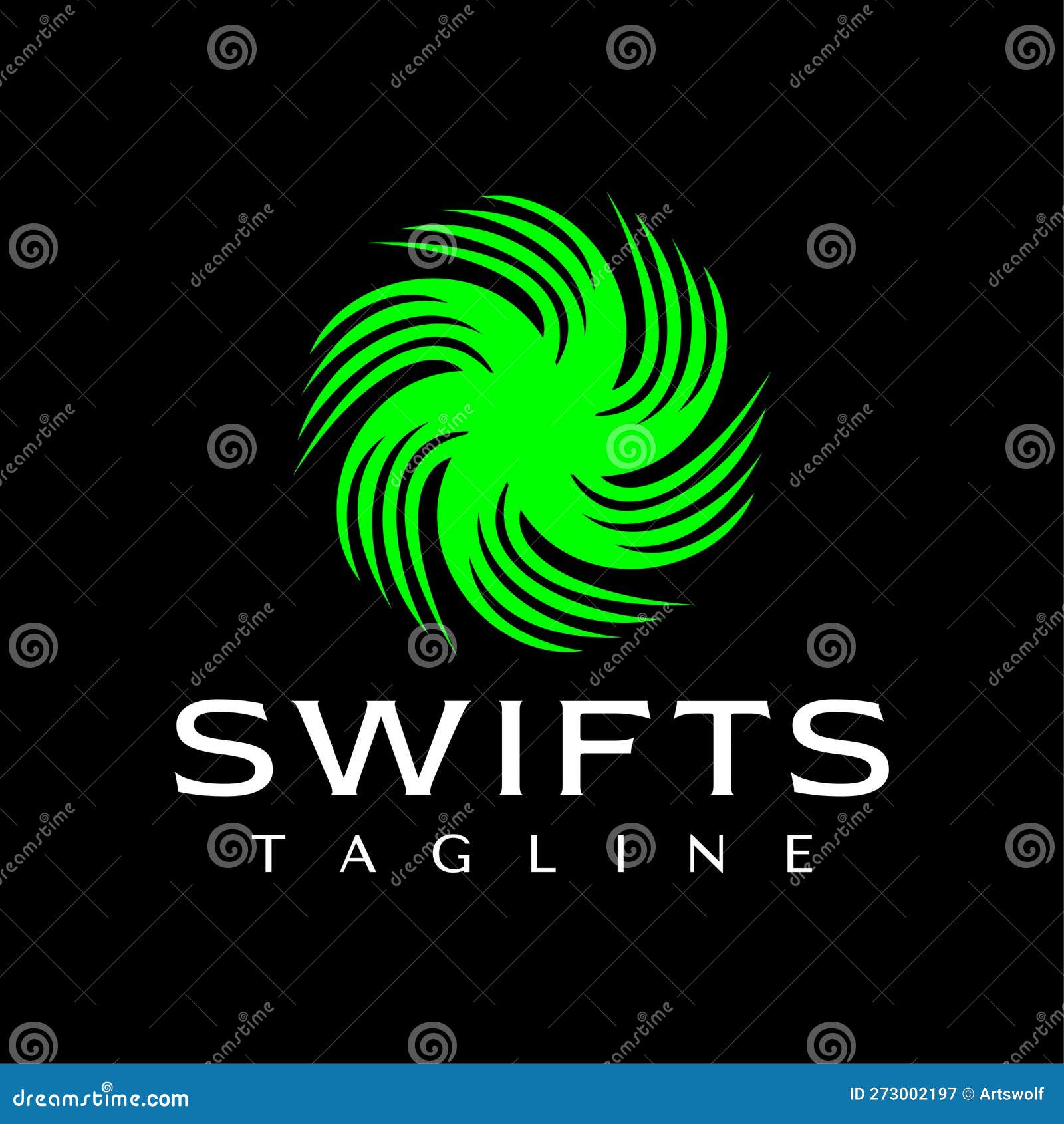 Modern Green Abstract Wind Logo Design Template. Minimalist Swift Wave ...