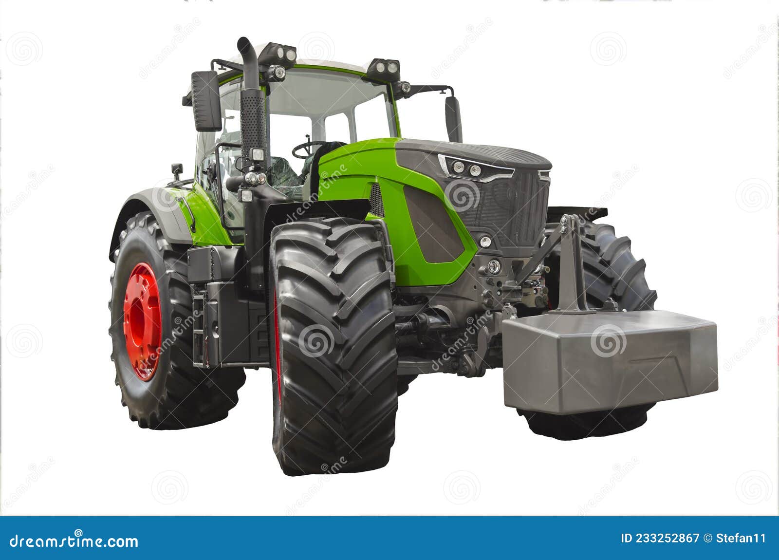 Modern Green Agricultural Tractor, Front View Stock Image - Image of ...