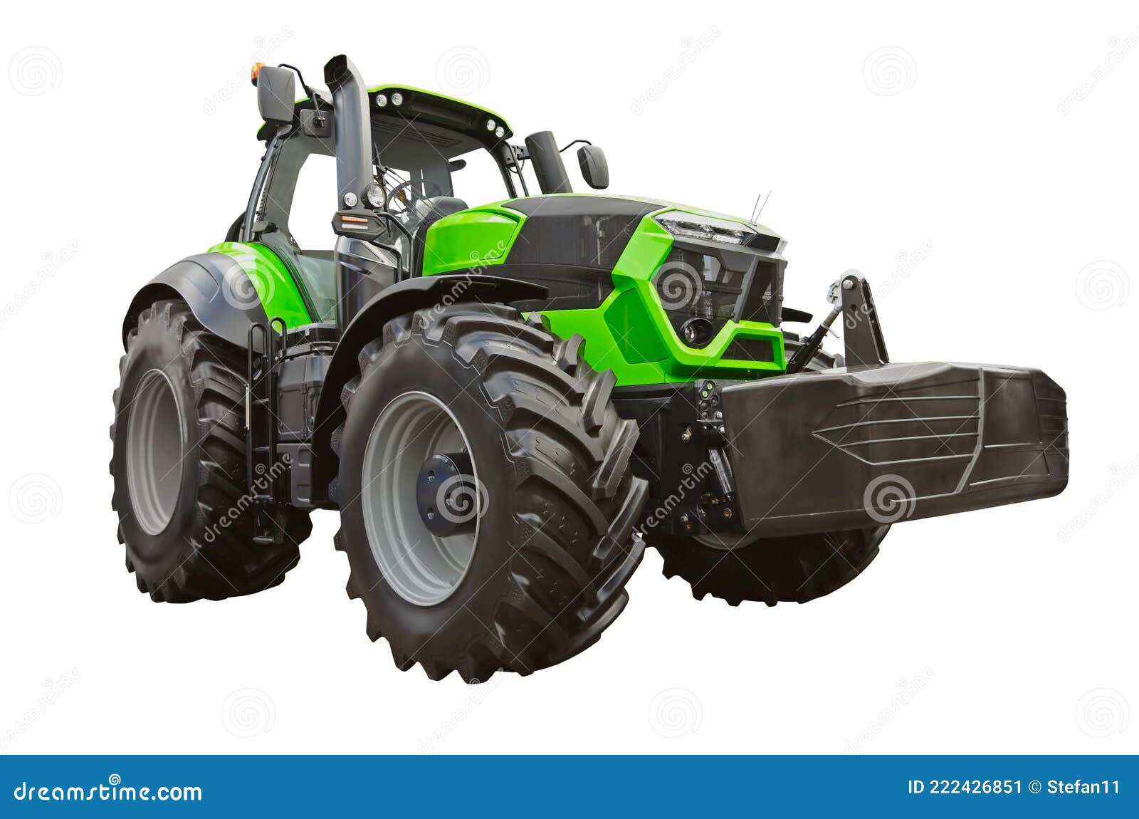 Modern Green Agricultural Tractor, Side View Stock Image - Image of ...