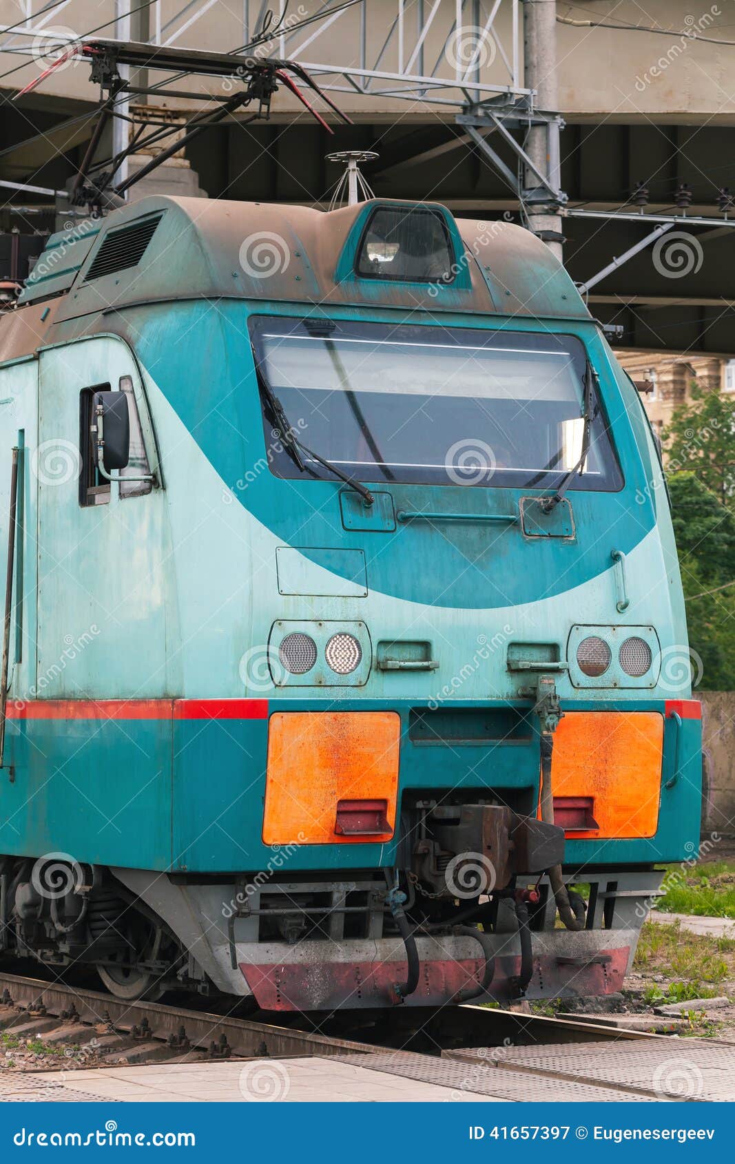 Modern Green Cargo Train Locomotive Stock Image - Image of perspective ...