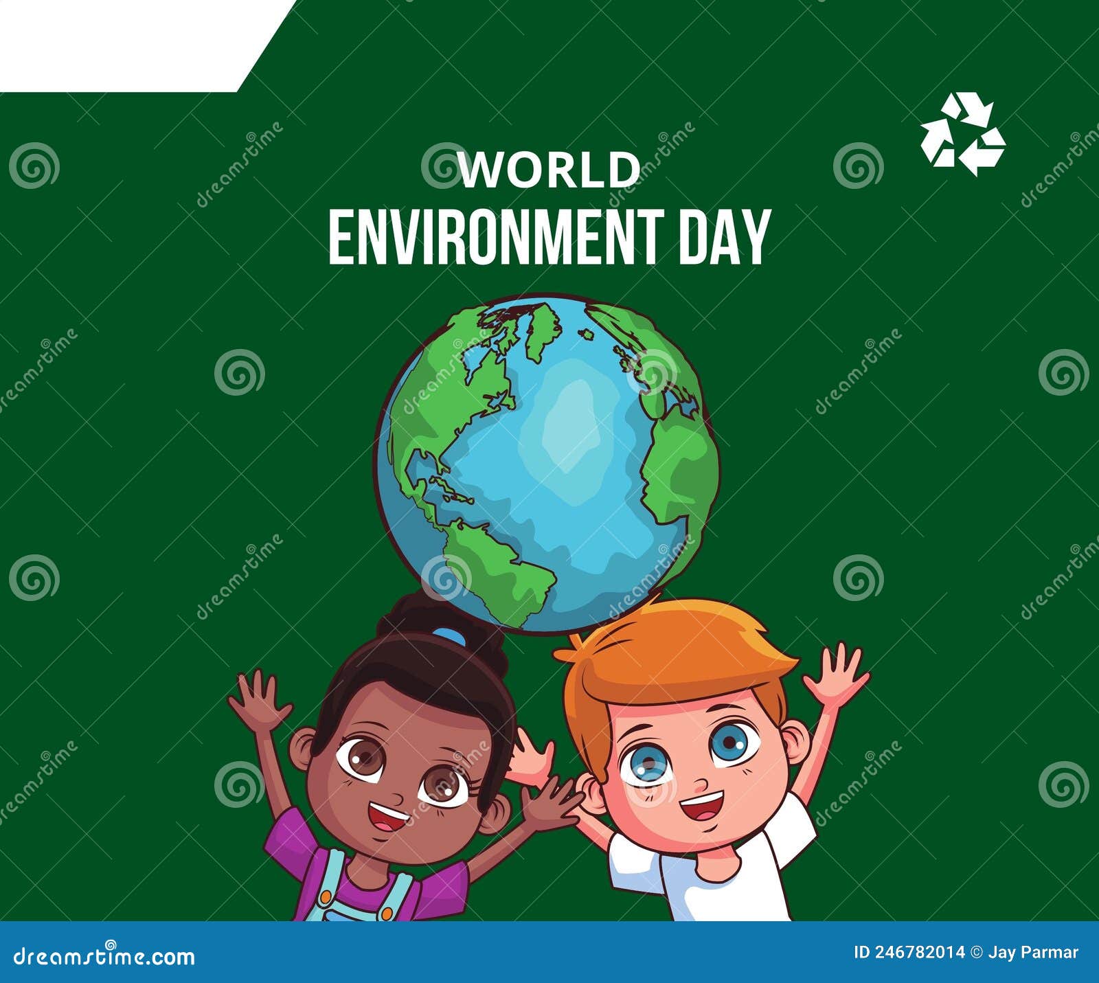 Modern Green Cartoon World Environment Day (facebook Post Stock ...