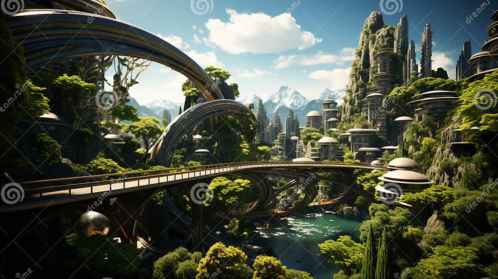 A Modern Green City with All Facilities Stock Image - Image of ...