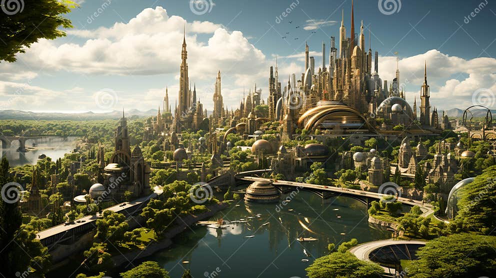 A Modern Green City with All Facilities Stock Image - Image of grass ...