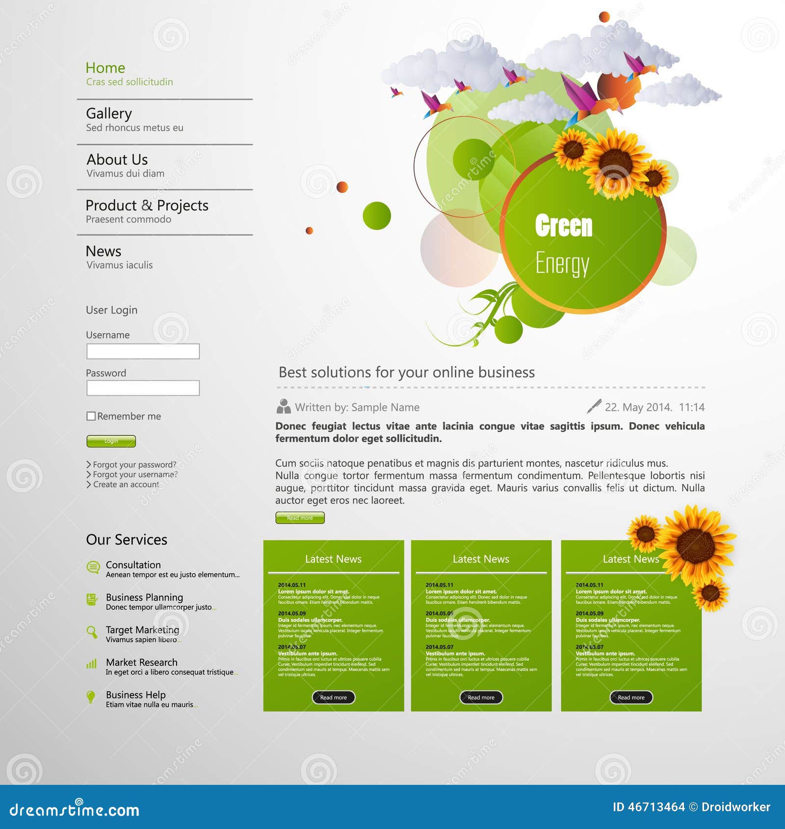 Modern green eco website stock vector. Illustration of internet - 46713464