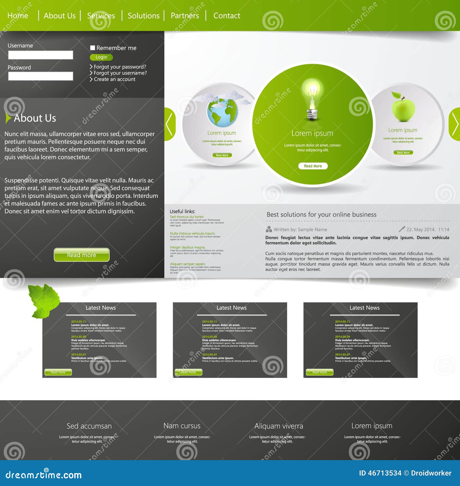 Modern green eco website stock vector. Illustration of header - 46713534