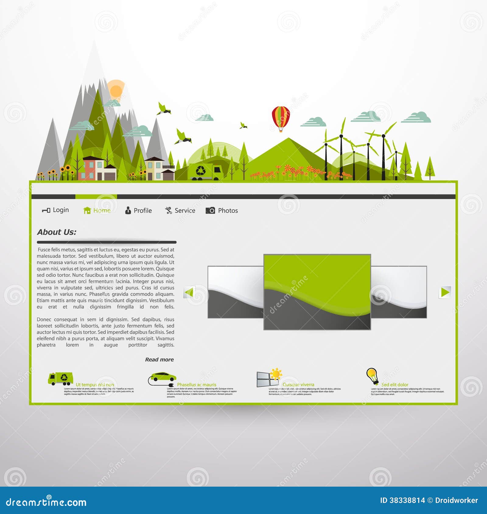 Modern green eco website stock vector. Illustration of design - 38338814