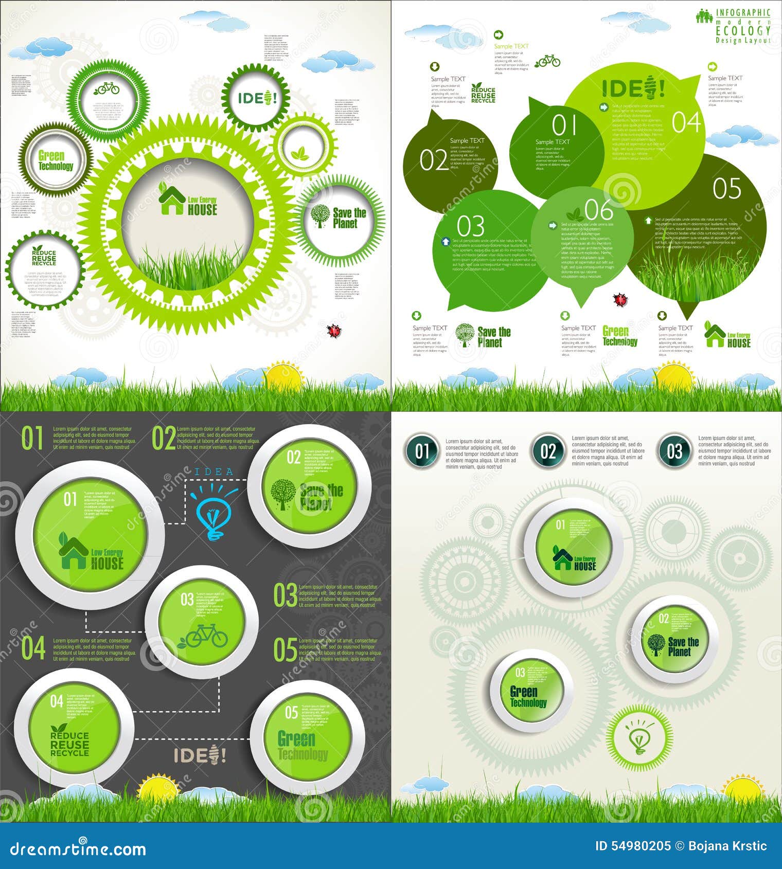 Modern Green Ecology Design Layout Stock Illustration - Illustration of ...