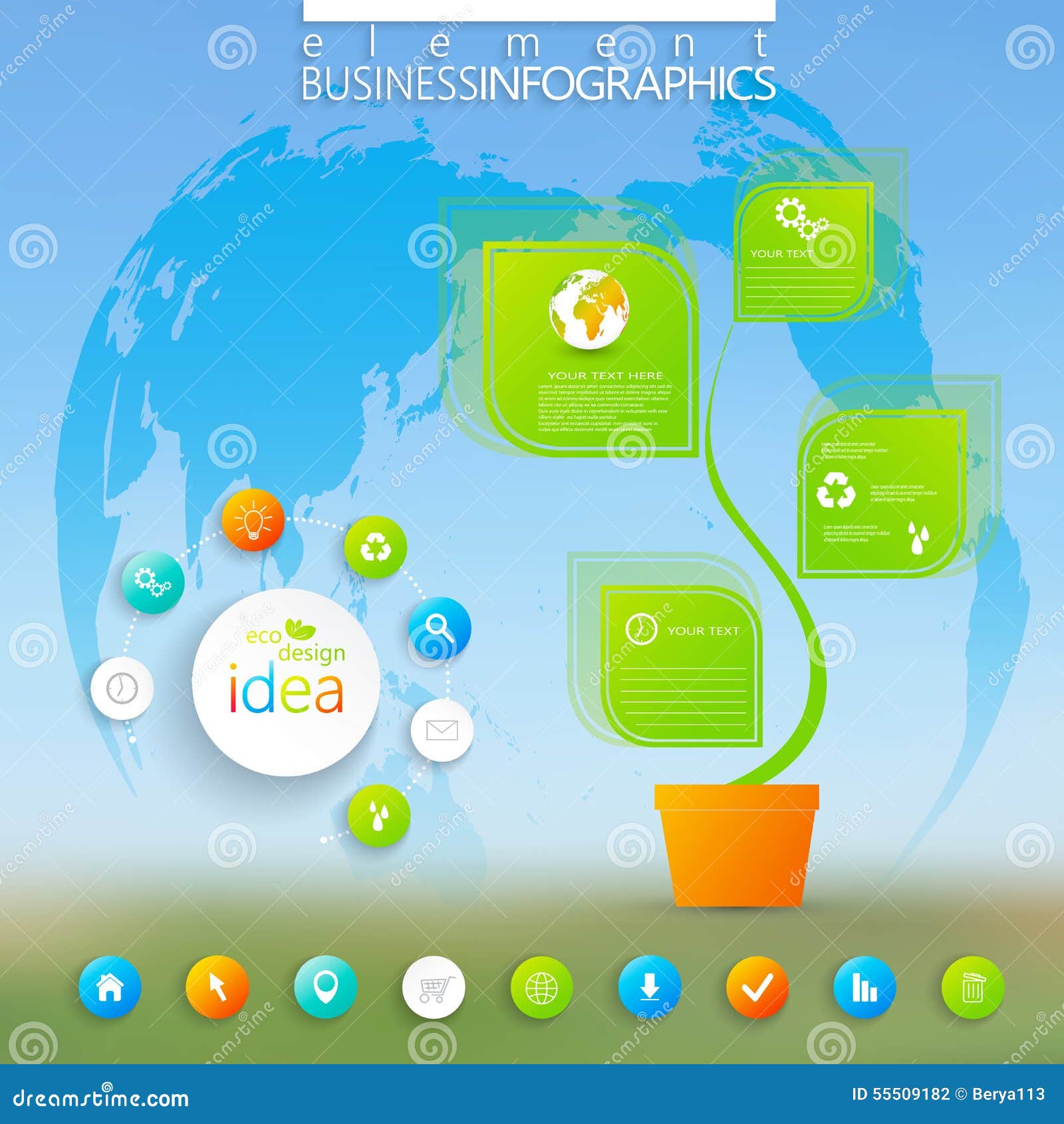 Modern Green Infographic . Can Be Used for Stock Vector - Illustration ...