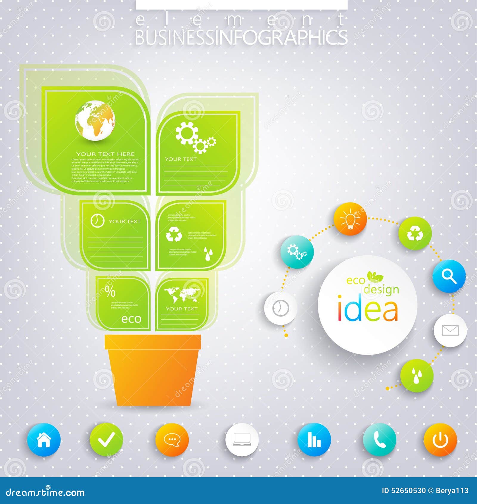 Modern Green Infographic Design with Place for Stock Vector ...