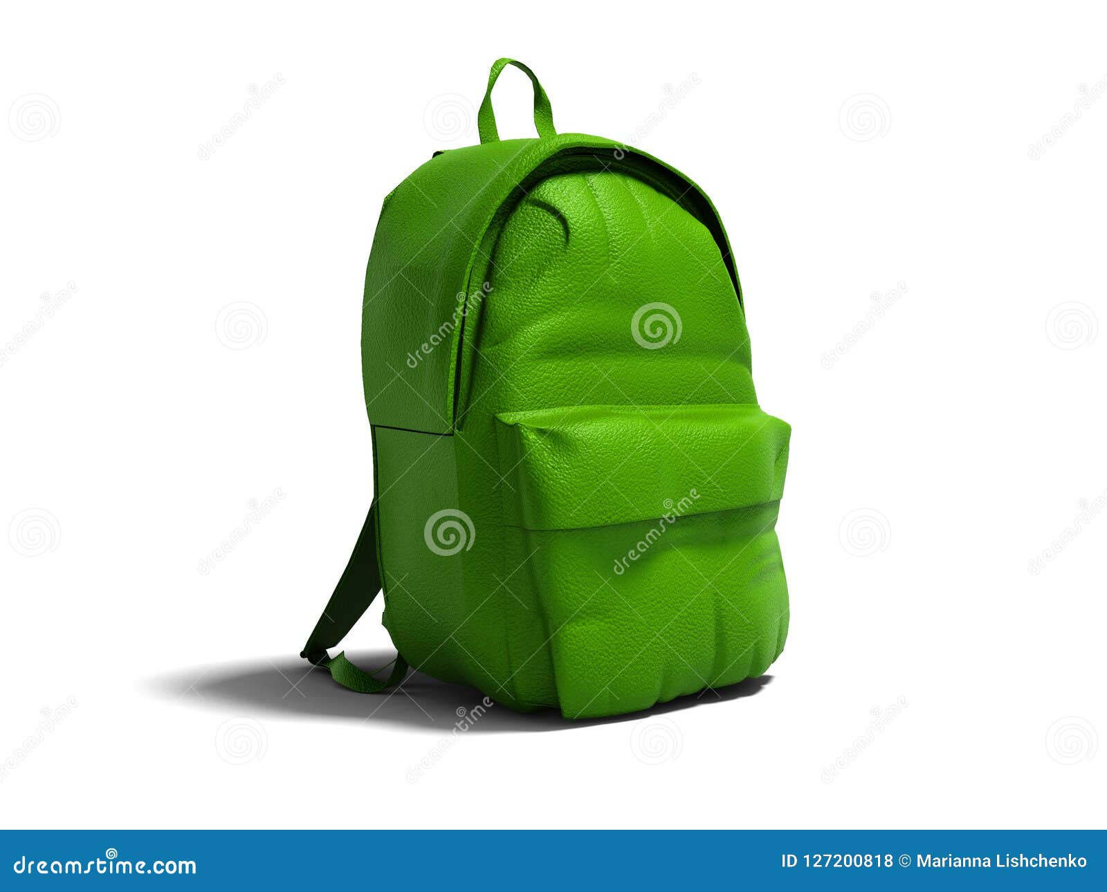 Modern Green Leather Backpack in School for Children and Teens L Stock ...