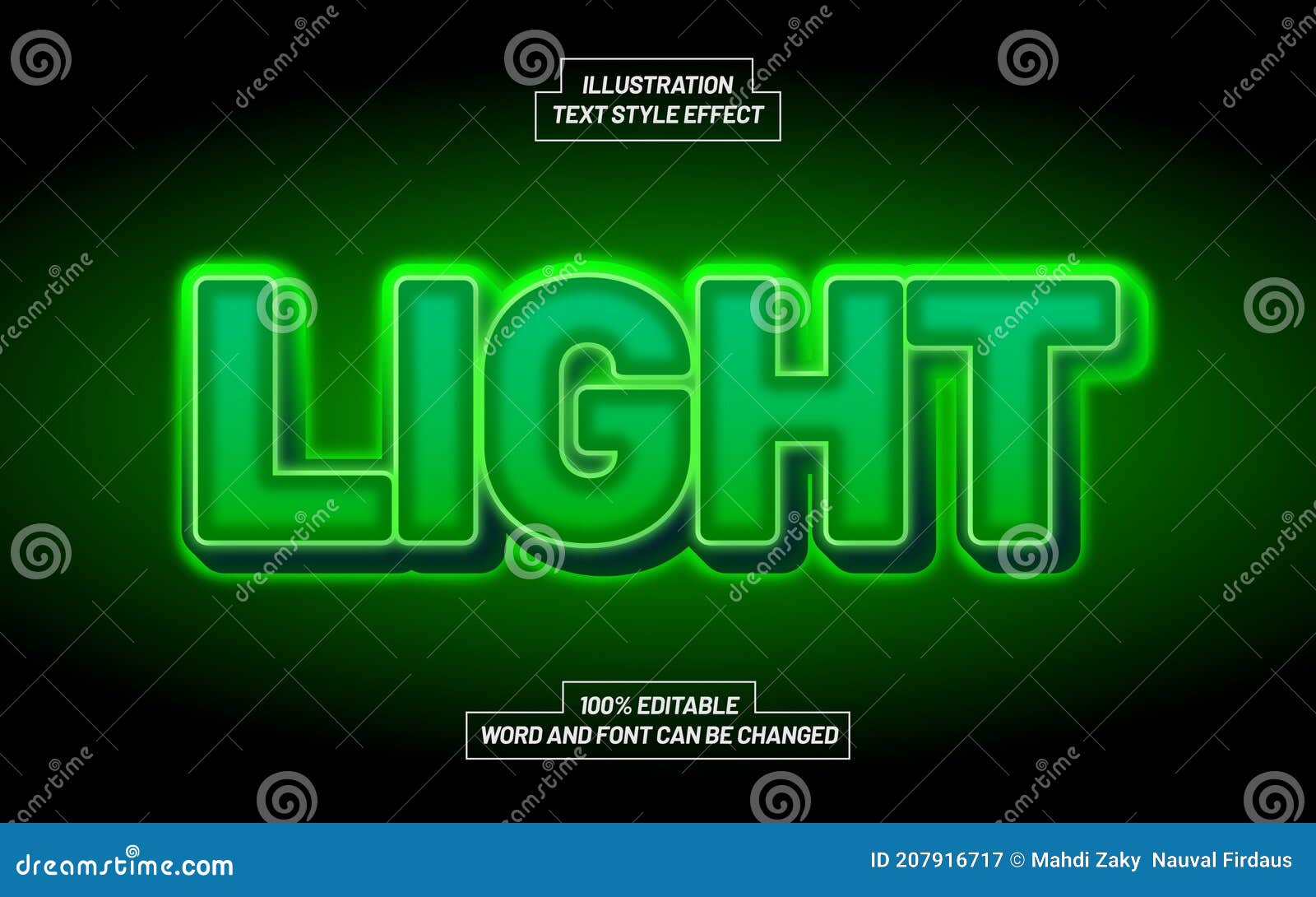 Modern Green Light Bold Text Style Effect Stock Vector - Illustration ...