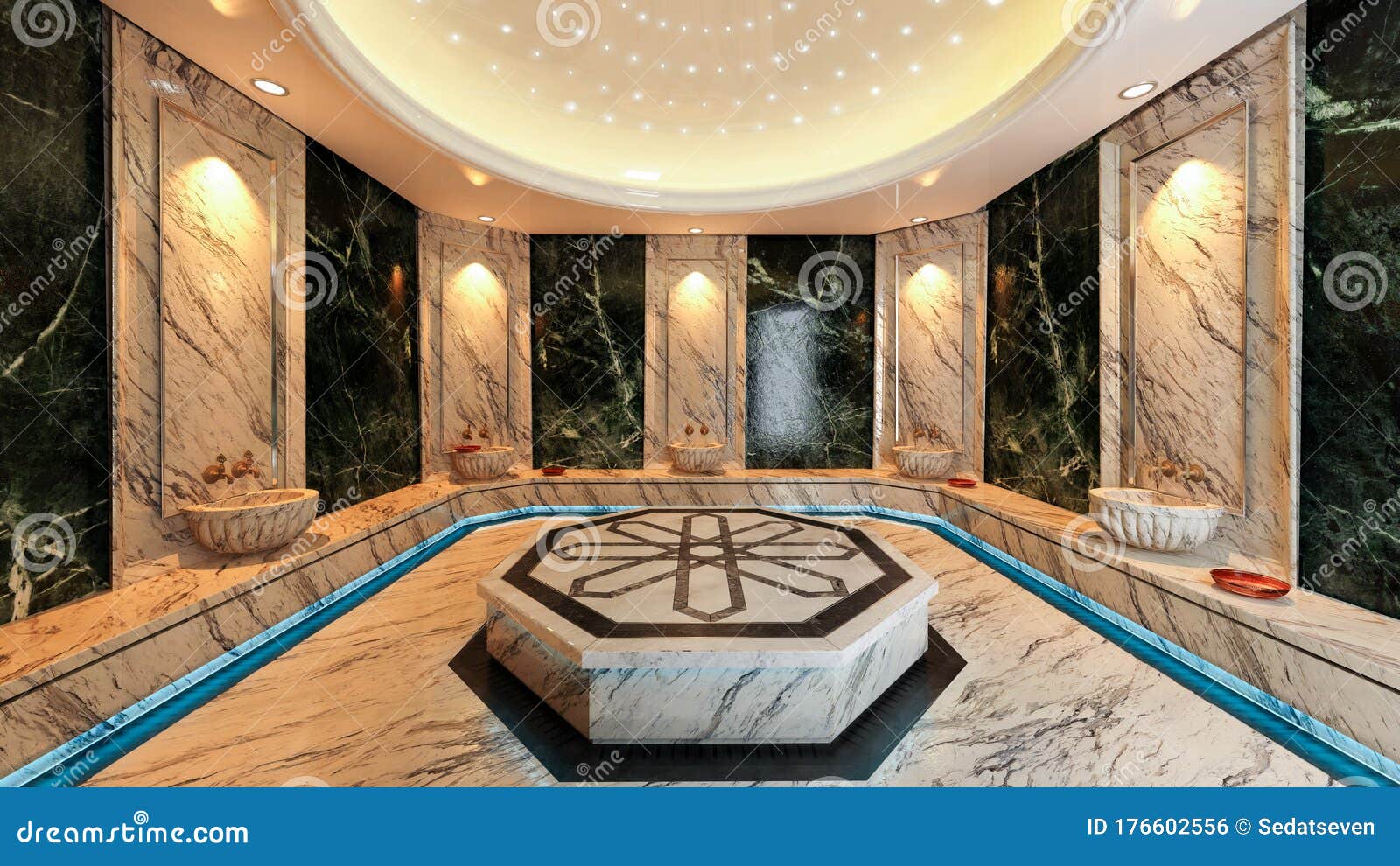 Turkish Green Marble Hamam, Bath Modern Concept Design Stock ...