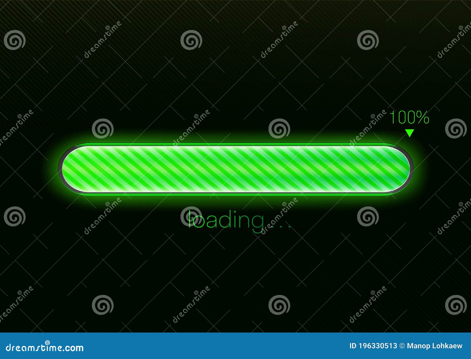 Modern Green Progress Loading Bar 100 Vector Illustration, Technology ...