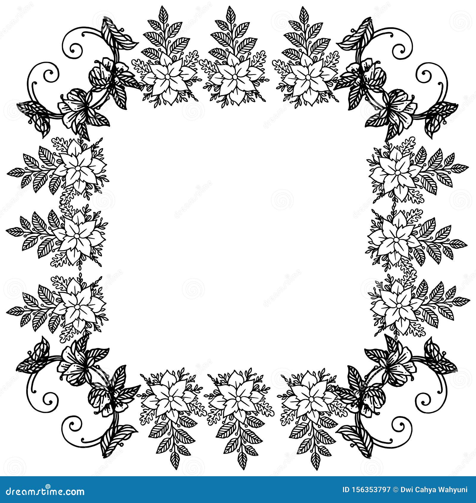 Modern Greeting Card, with Sketch Design of Frame for Pattern Foliage ...