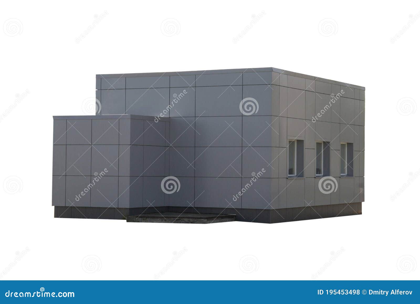 Modern Grey Building Isolated on White. Close-up Stock Photo - Image of ...