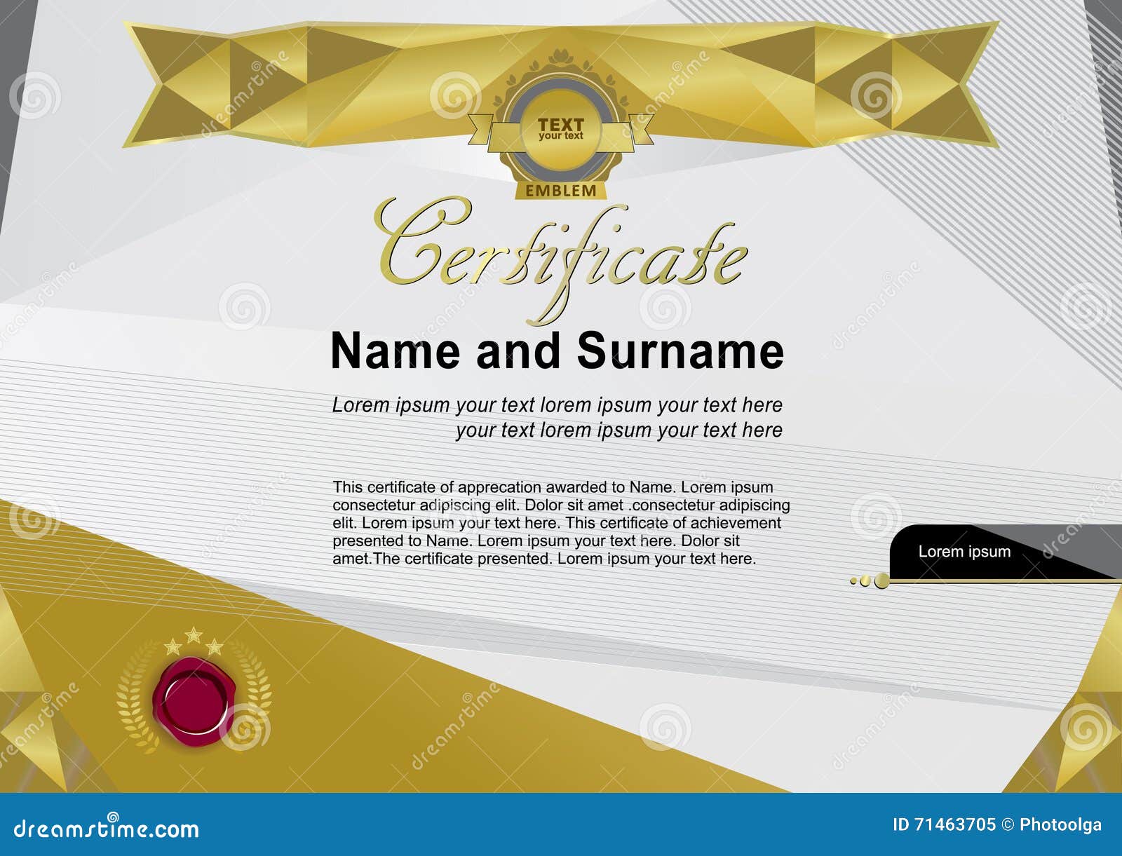 Grey Certificate. Simple Blank. Frame Vector Illustration ...