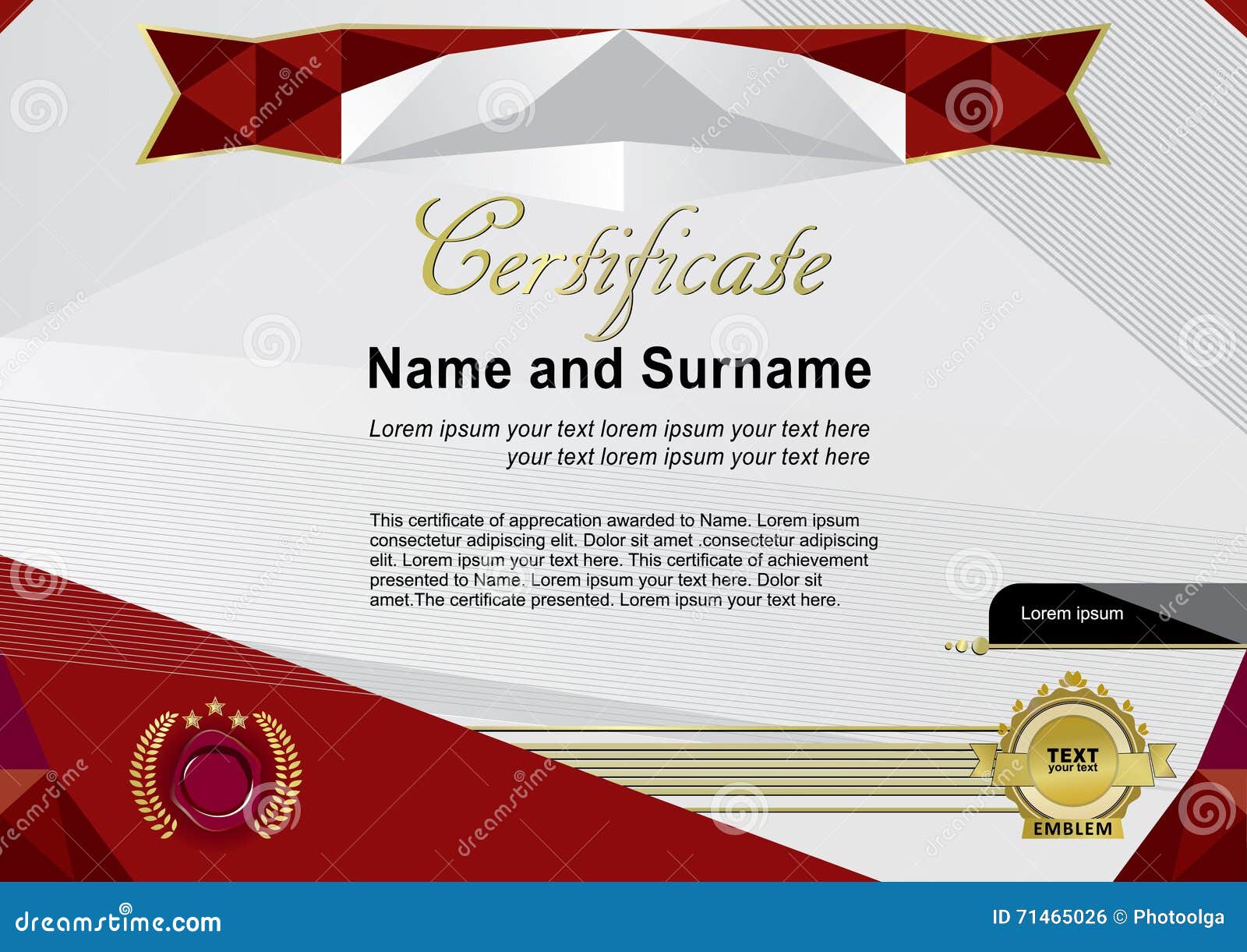 Grey Certificate. Simple Blank. Frame Vector Illustration ...