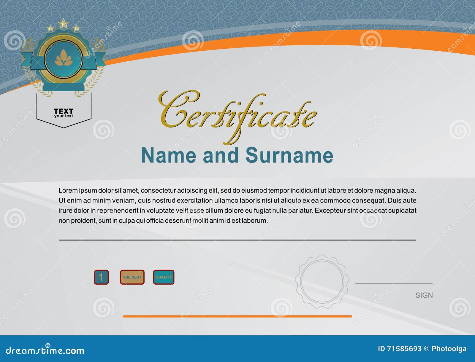 Grey Certificate. Simple Blank. Frame Vector Illustration ...