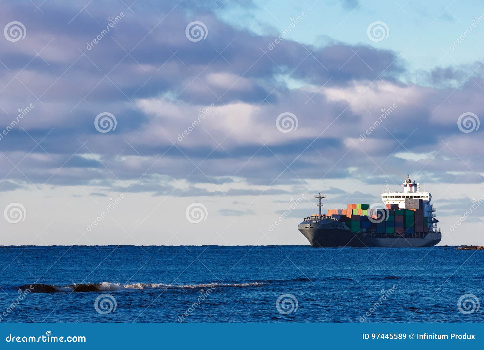 Grey container ship stock image. Image of business, full - 97445589