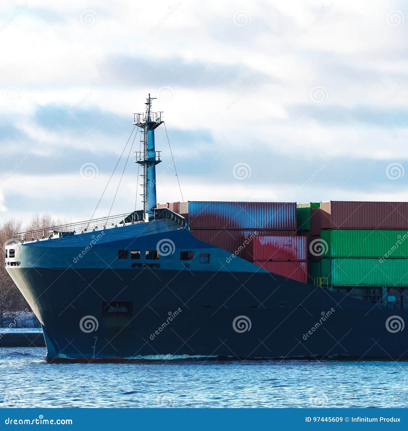Grey container ship stock image. Image of large, freight - 97445609
