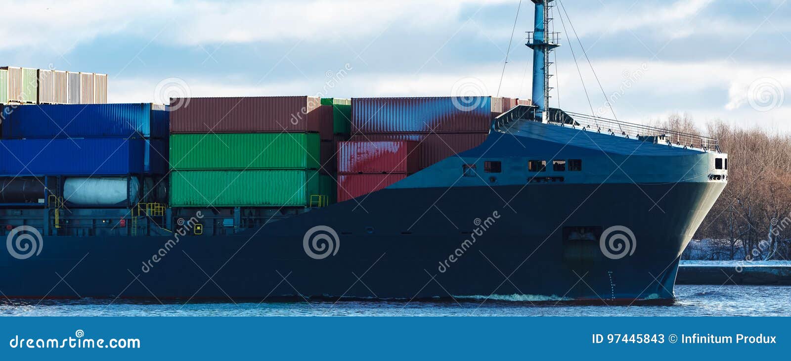 Grey container ship stock image. Image of vessel, export - 97445843