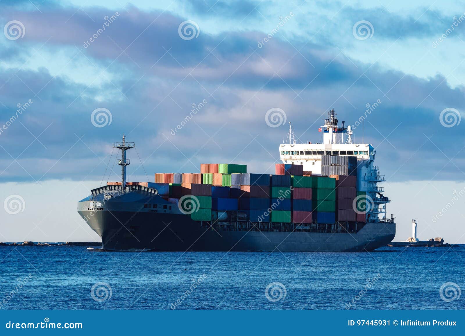Grey container ship stock image. Image of business, brand - 97445931