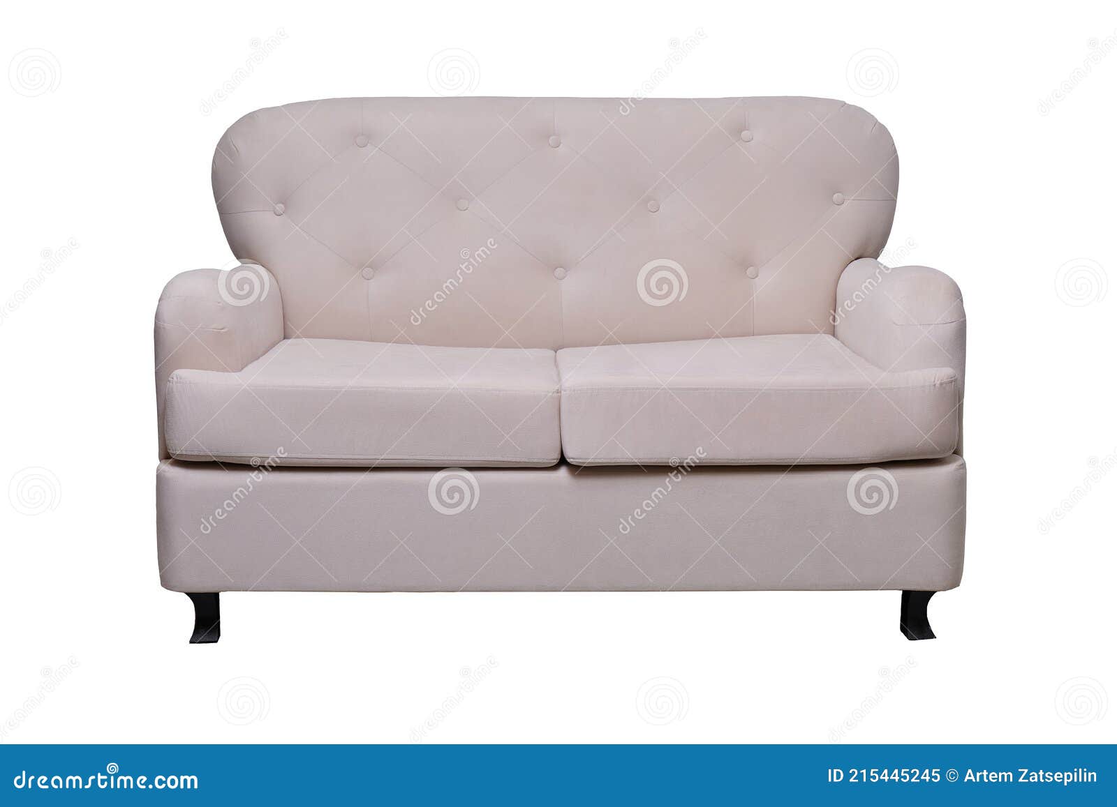 Modern Grey Fabric Sofa Isolated on White, Front View. Contemporary ...