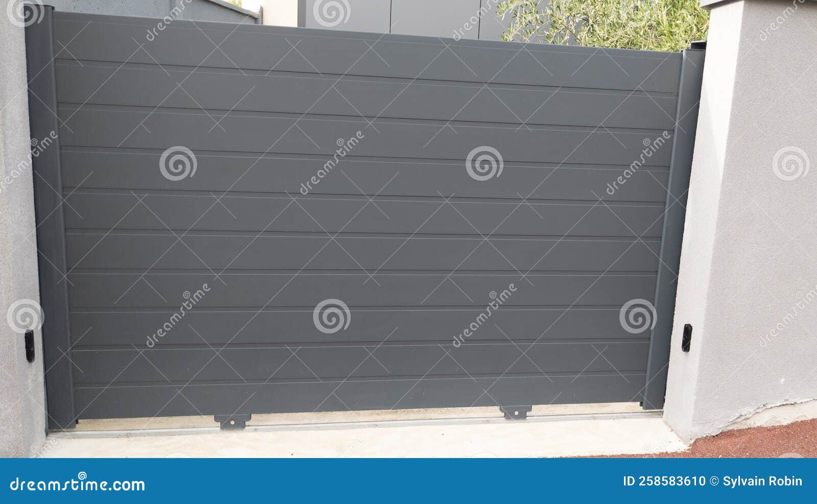 Modern Grey Sliding Gate Aluminum Portal of Home Stock Photo - Image of ...