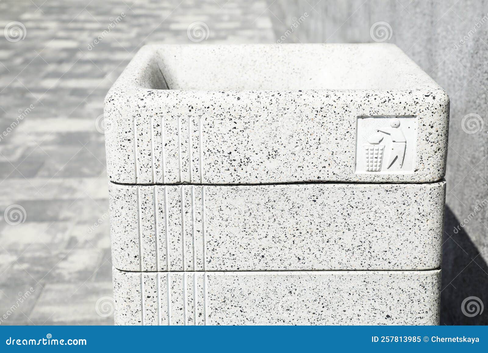 Modern Grey Trash Bin Outdoors, Closeup View Stock Image - Image of ...