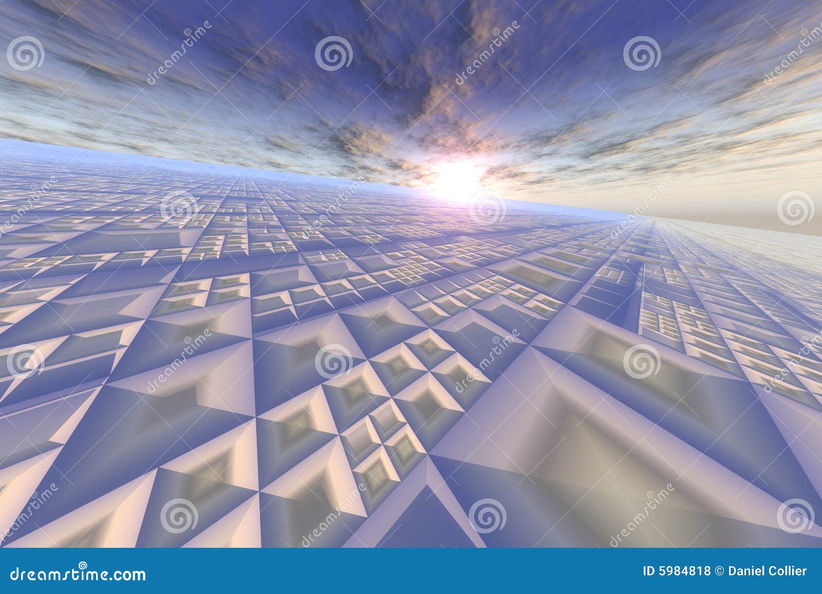 Modern Grid on Sky Horizon stock illustration. Illustration of network ...