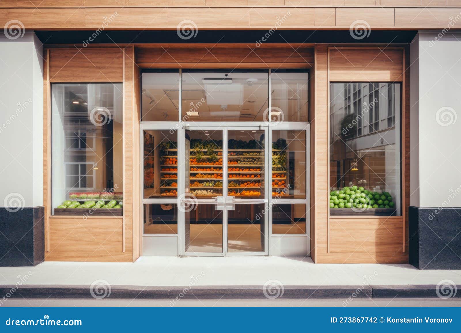 Modern Grocery Store Exterior Featuring Large Window Display and ...