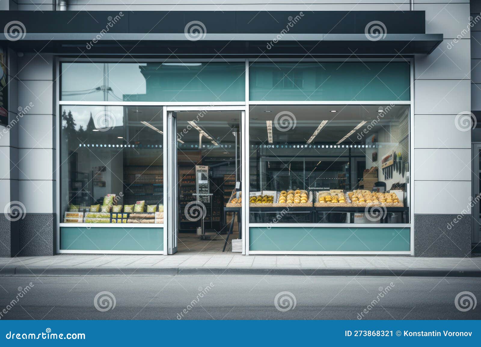 Modern Grocery Store Exterior Featuring Large Window Display and ...