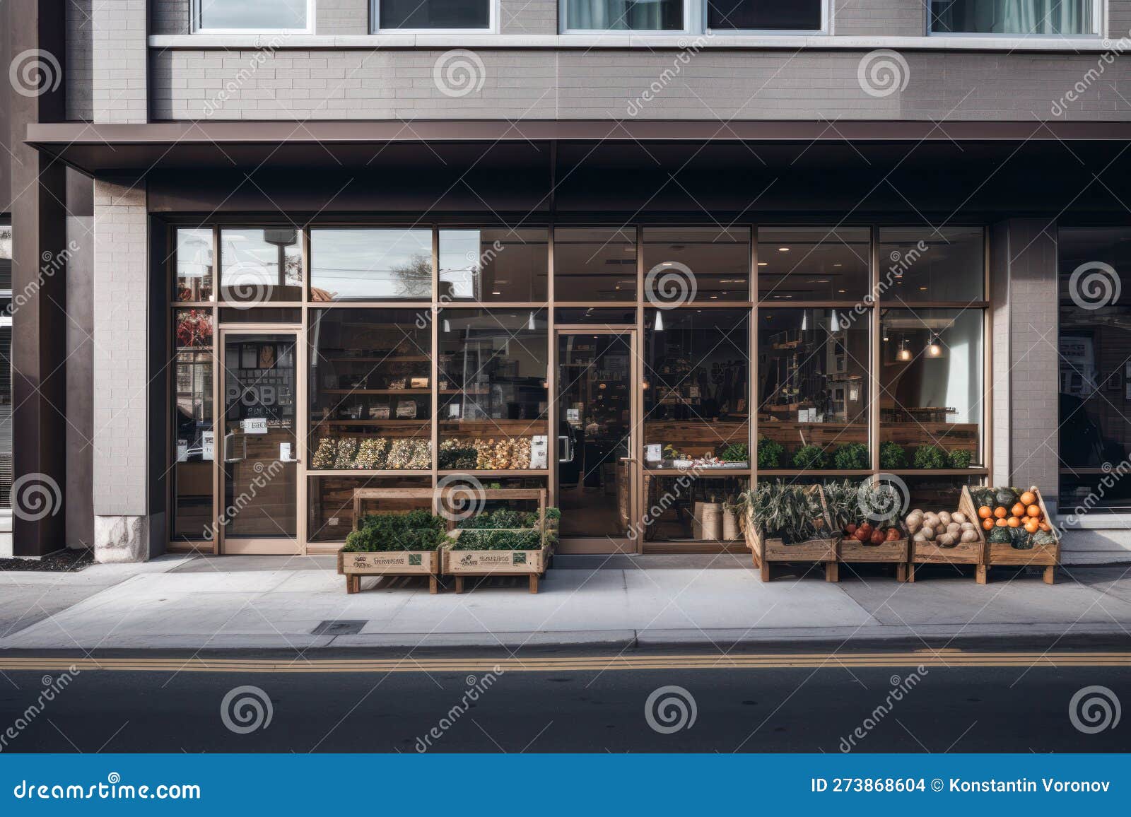 Modern Grocery Store Exterior Featuring Large Window Display and ...