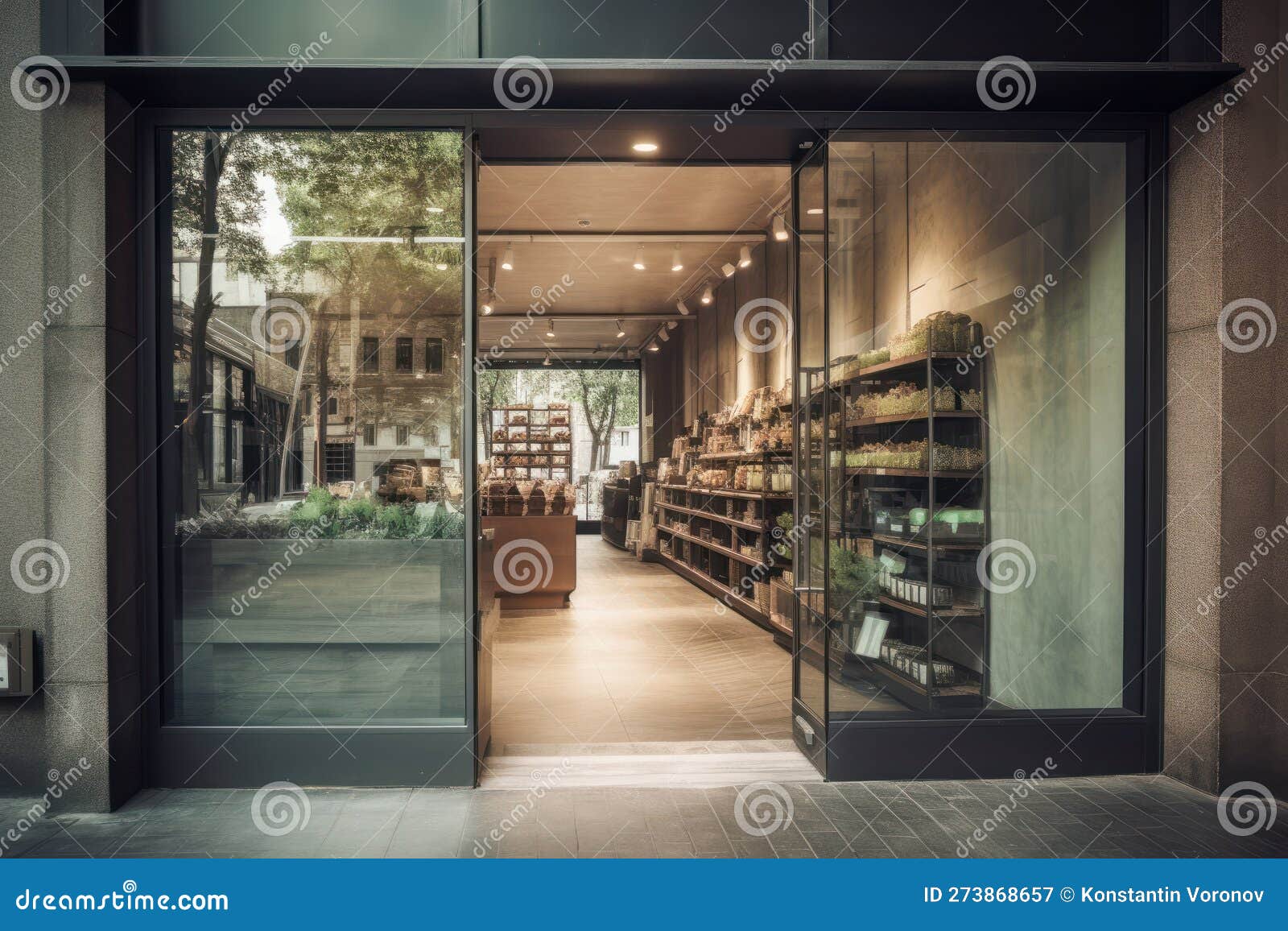 Modern Grocery Store Exterior Featuring Large Window Display and ...