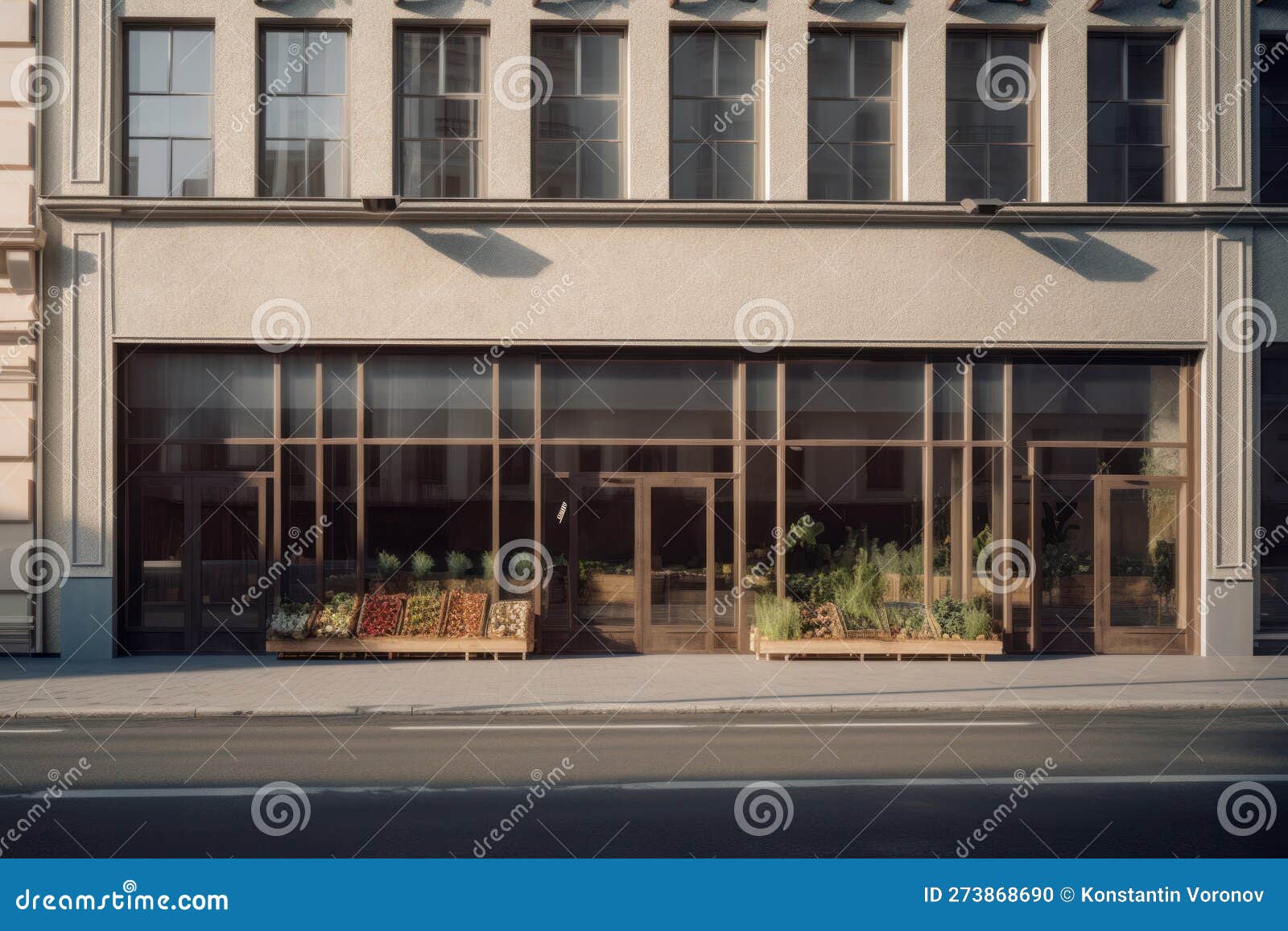 Modern Grocery Store Exterior Featuring Large Window Display and ...