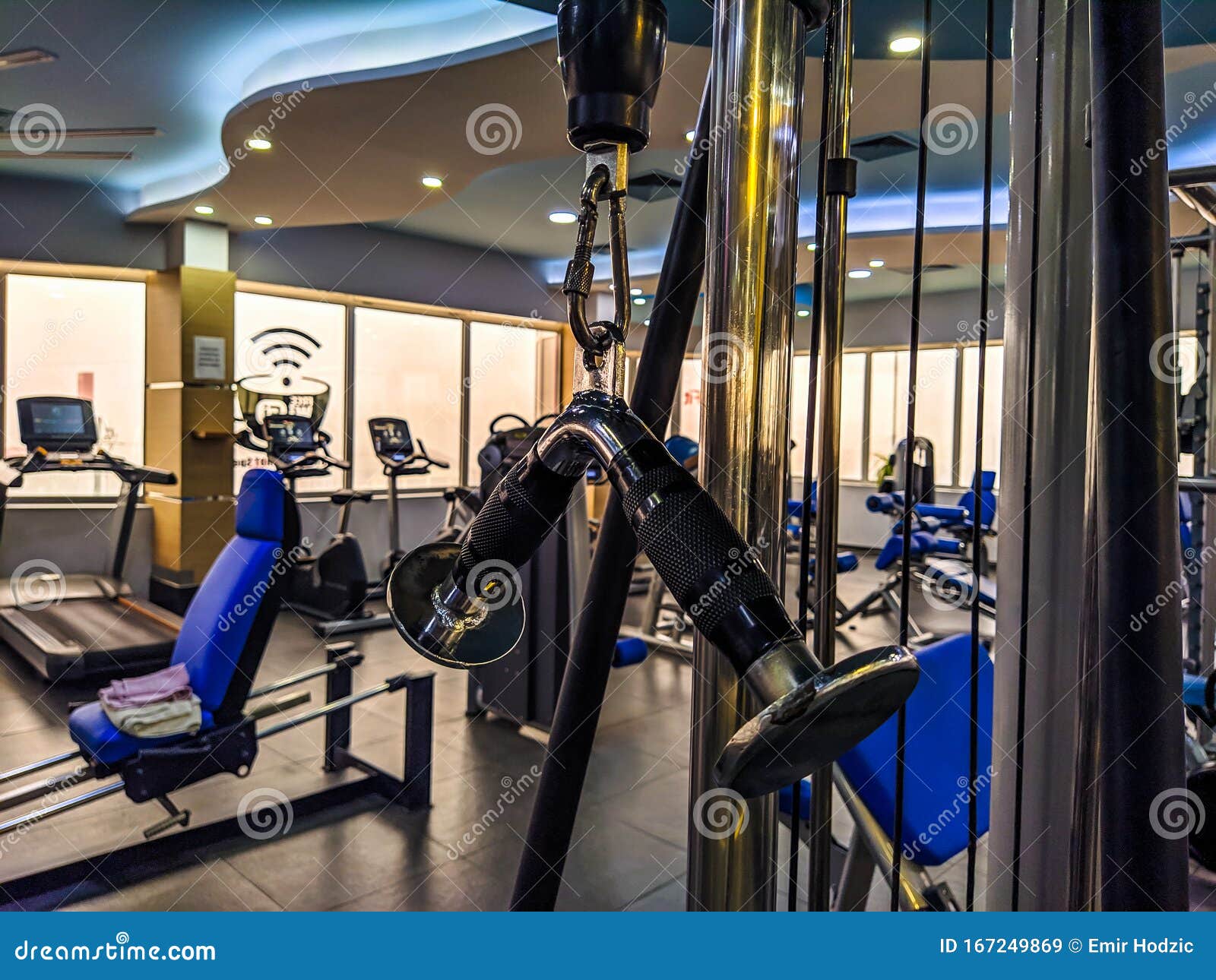 Modern Gym Equipment for Pulling the Weight or Biceps and Triceps and ...