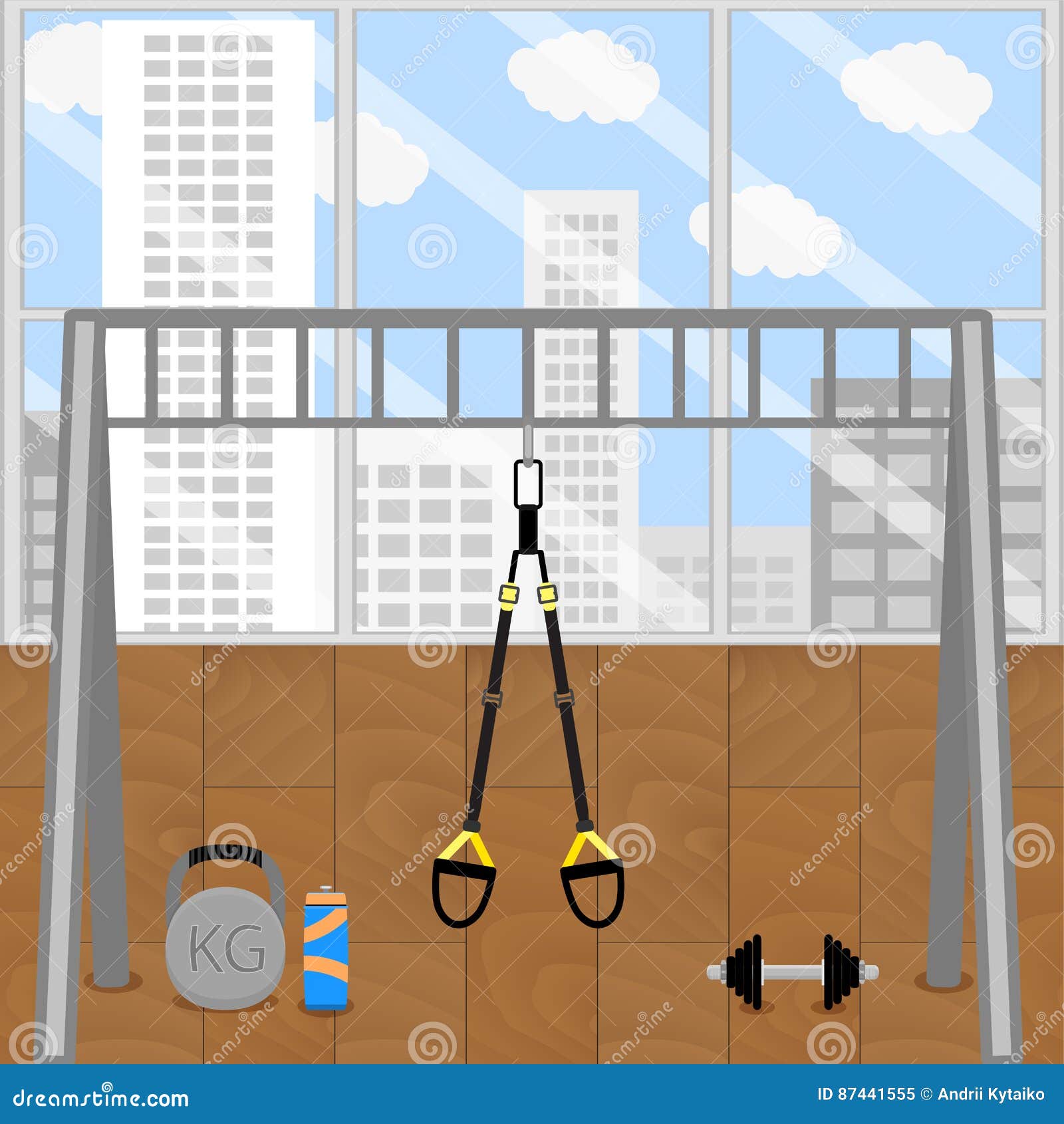 Modern gym with trx stock vector. Illustration of hanging - 87441555