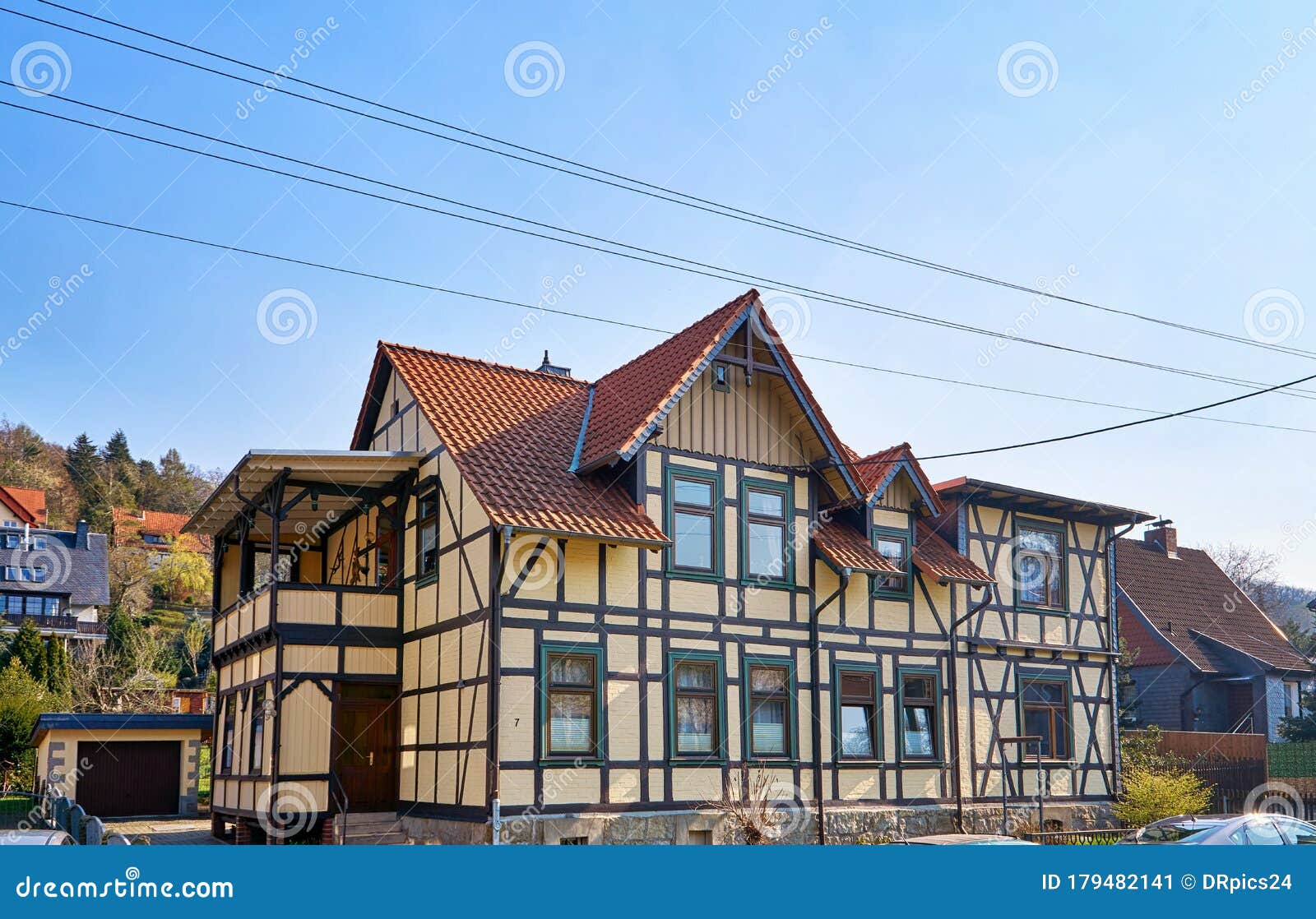 Modern Half-timbered House with Many Windows in Wernigerode. Saxony ...