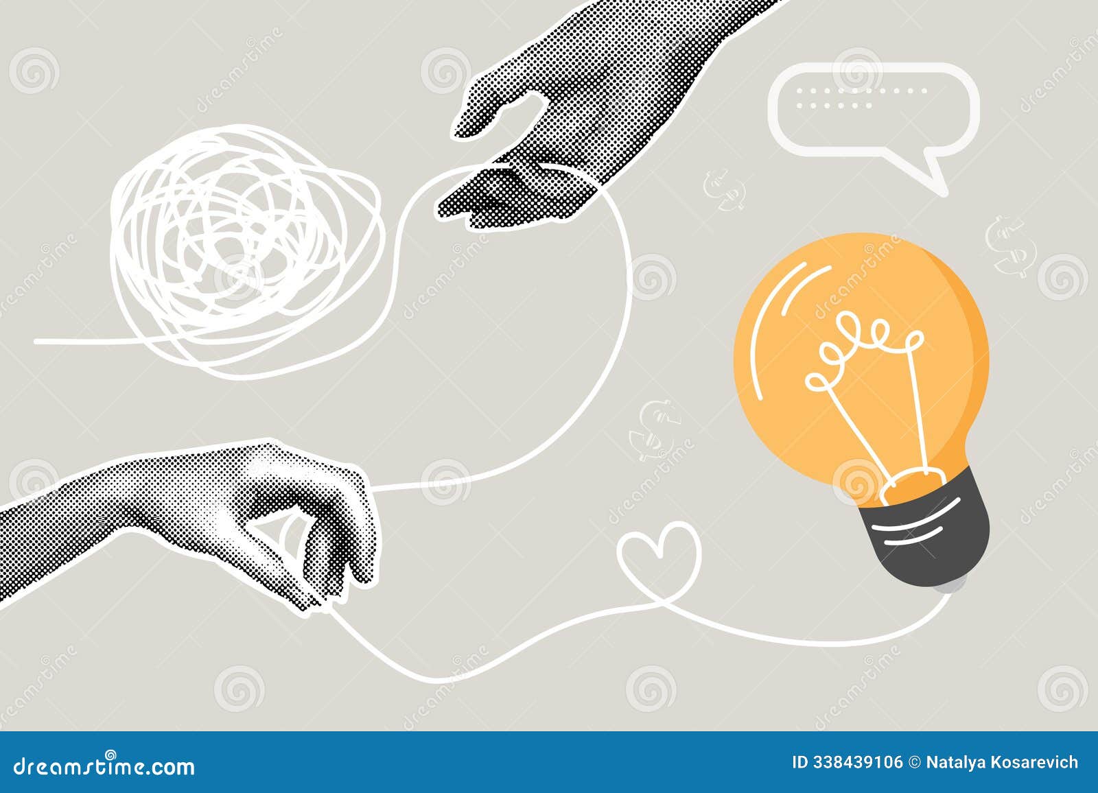 Modern Halftone Collage. the Concept of Unraveling a Tangle of Problems ...