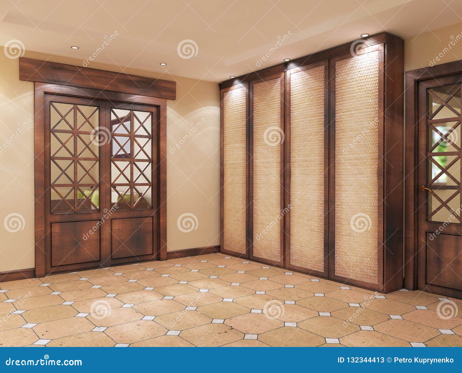 Modern Hall-corridor in English Style Stock Illustration - Illustration ...