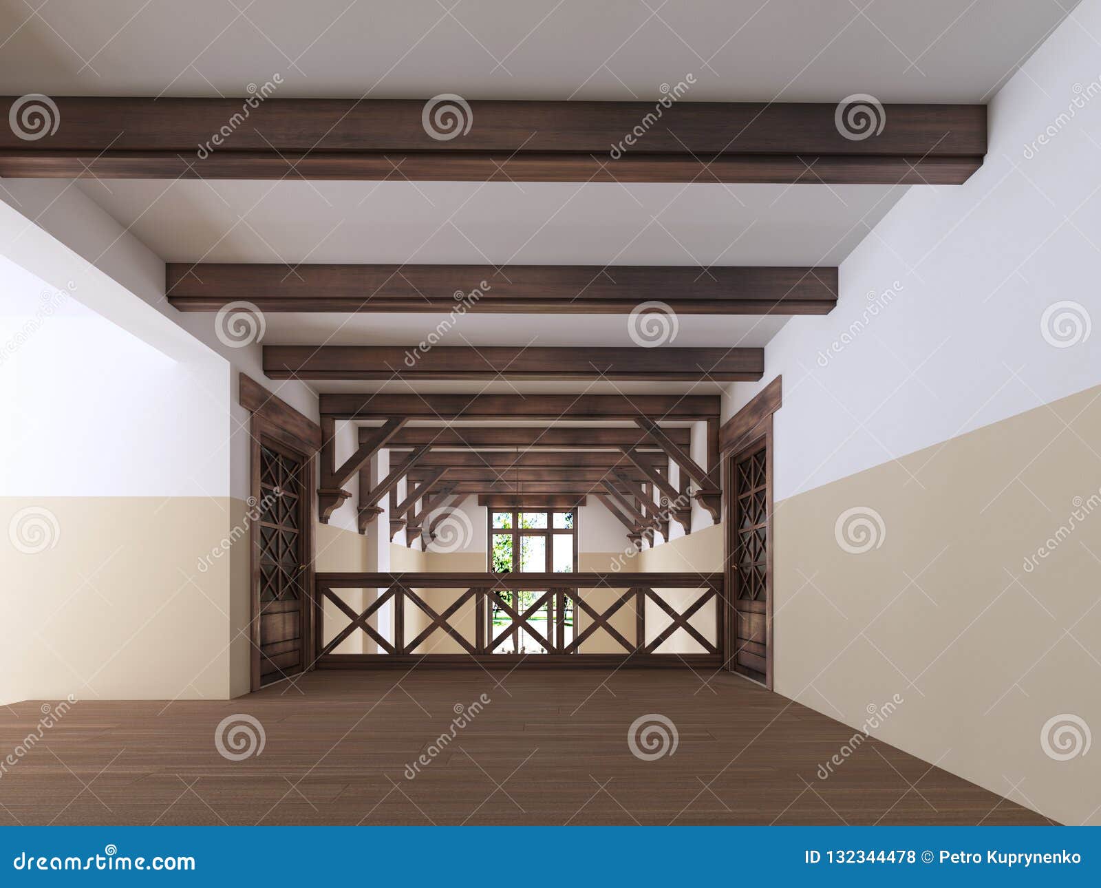Modern Hall-corridor in English Style Stock Illustration - Illustration ...