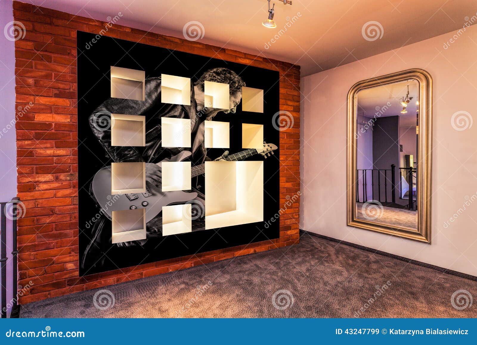 Modern hall in a flat stock image. Image of handrail - 43247799