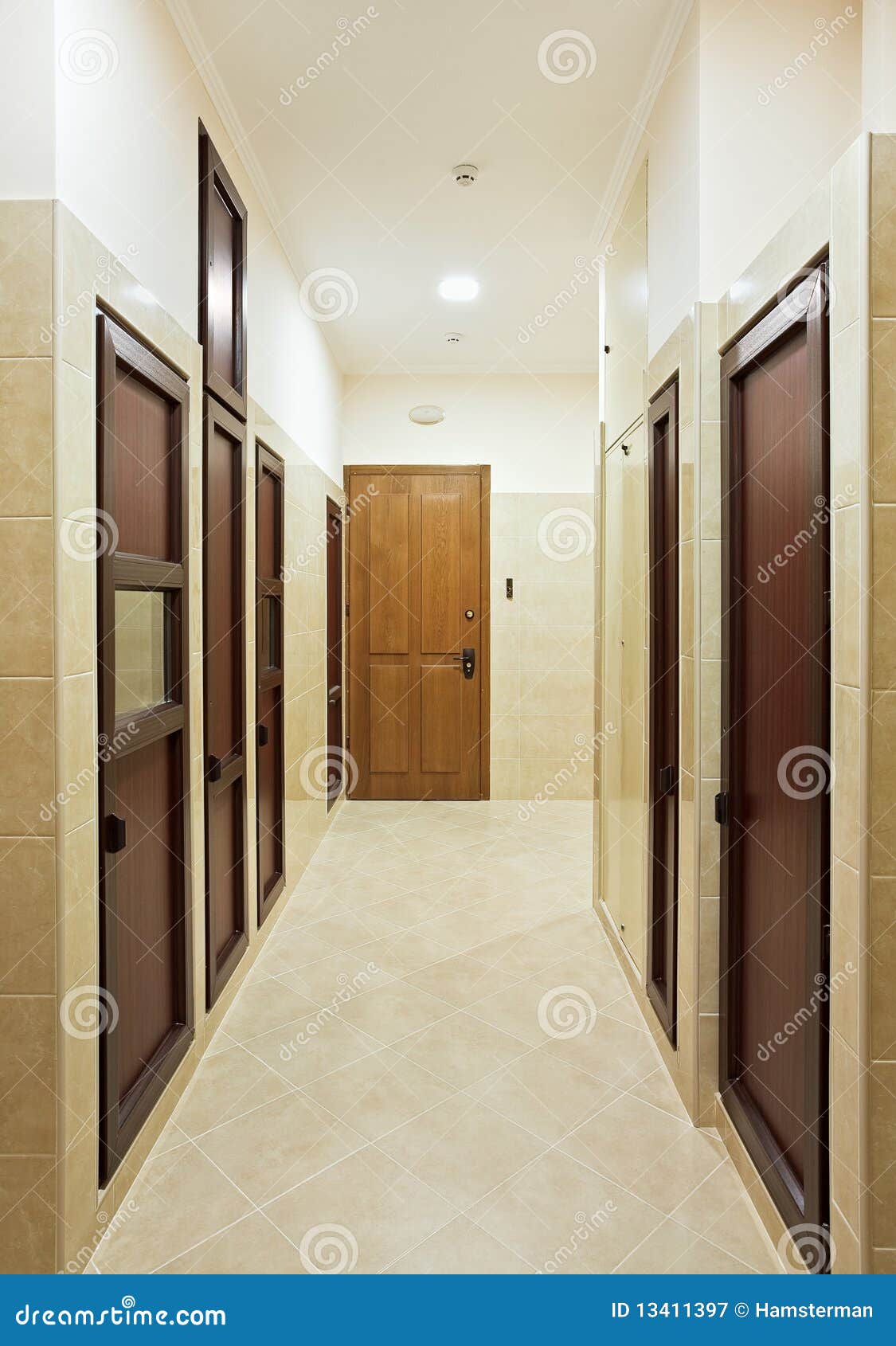 Modern Hall Interior with Many Doors Stock Image - Image of modern ...