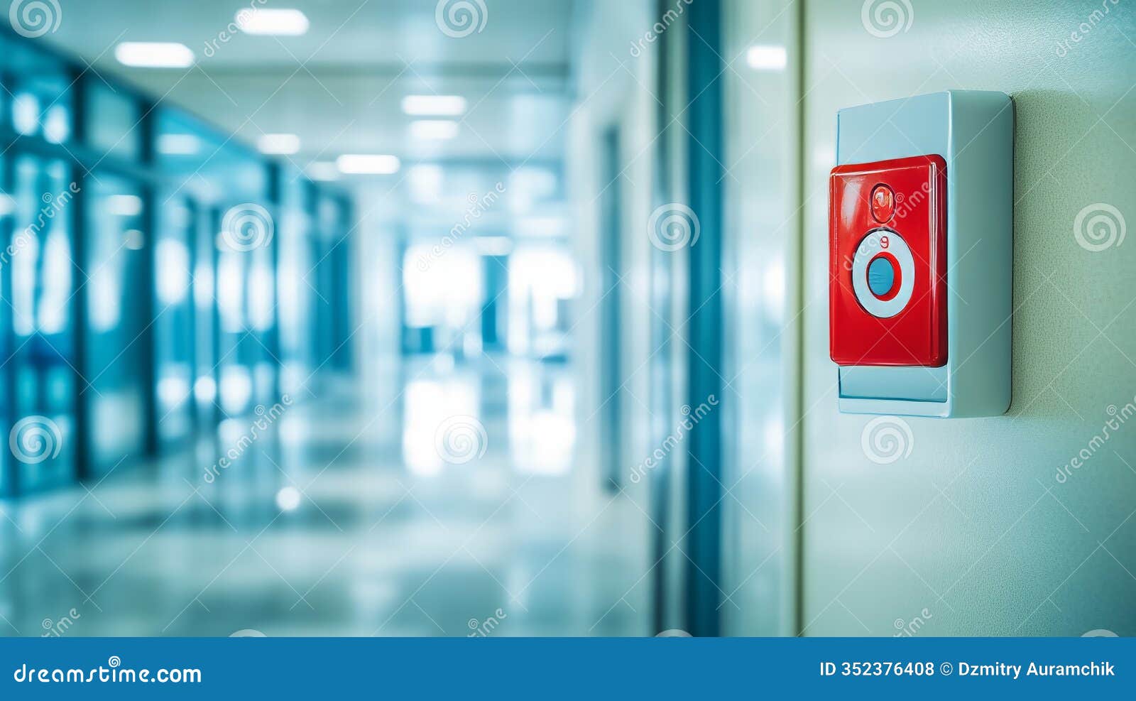 A Modern Hallway, Illuminated Brightly, Features a Fire Alarm System ...