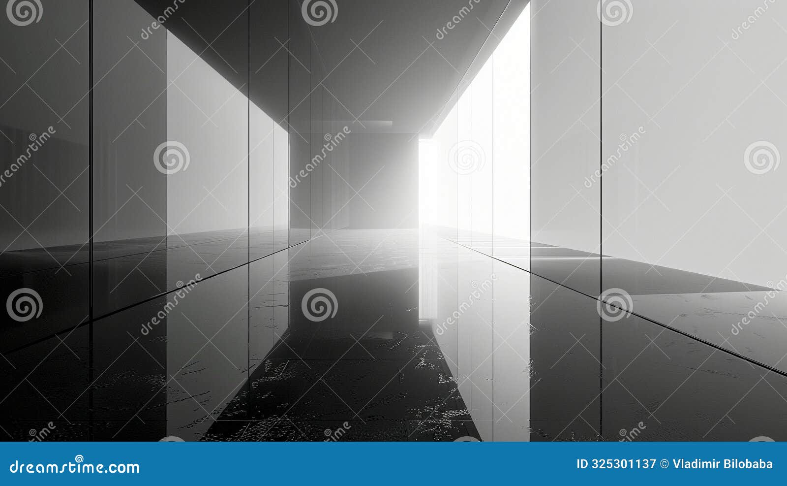 Modern Hallway with Light Reflection Stock Illustration - Illustration ...