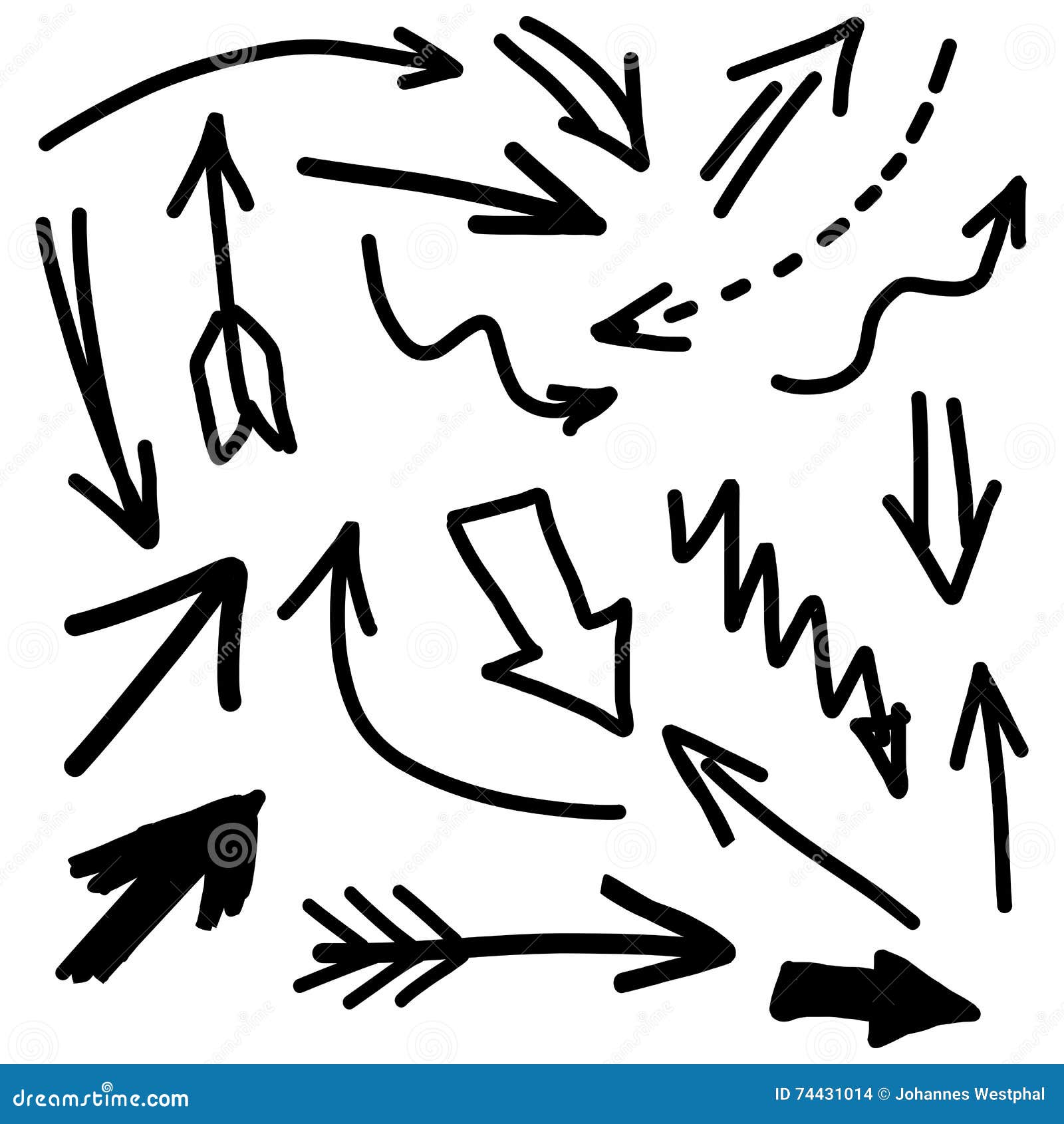 Modern Hand Drawn Arrow Set Different Vintage Style Stock Vector ...