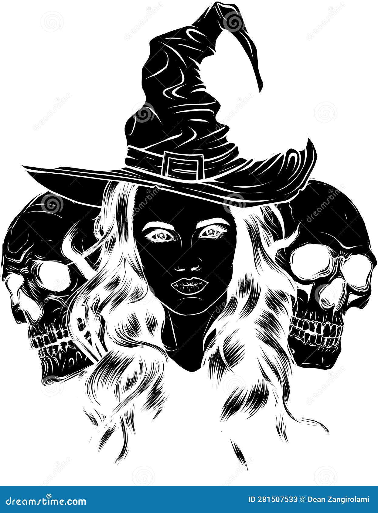 Skull In Skullcap Hat, Hand Drawn Doodle, Sketch In Woodcut Style Stock ...