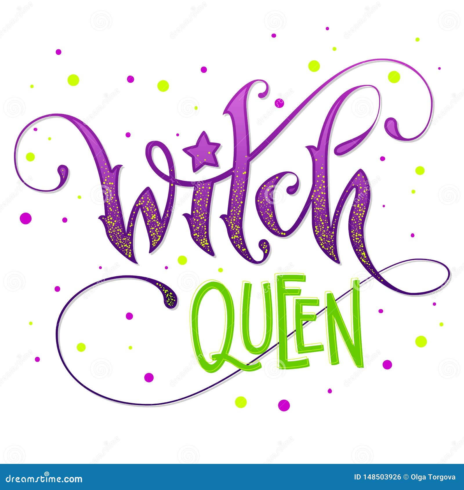 Modern Hand Drawn Script Style Lettering Phrase - Witch Queen Quote ...